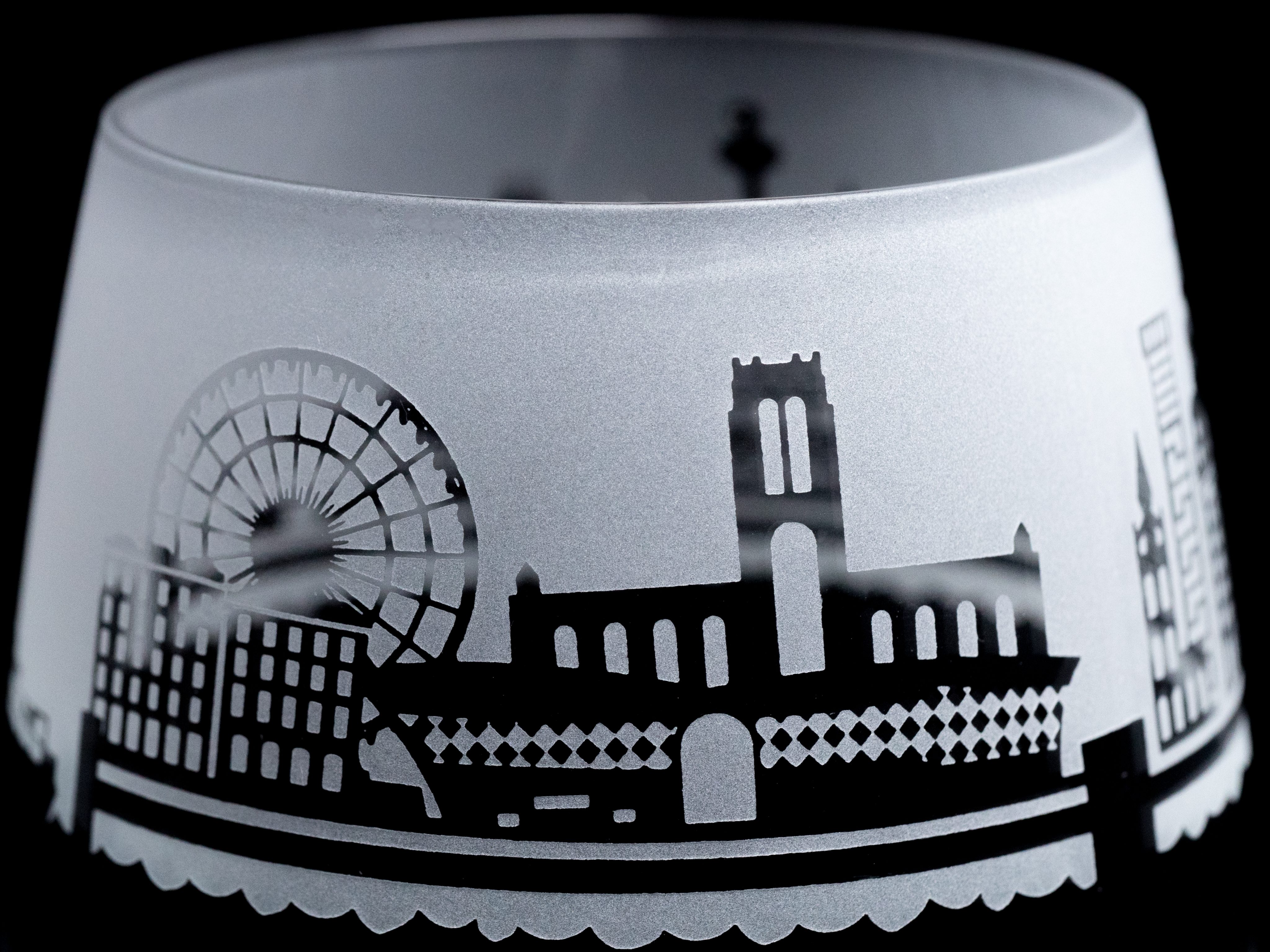 Liverpool Skyline White Wine Glass Crystal Liverpool T Company